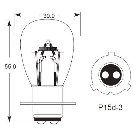 B7024: 12 Volt 25/25W P15D 25.3 base Headlamp bulb for Classic ...