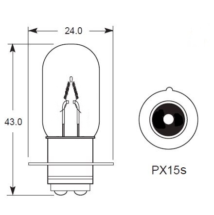 BA3597H: 6 Volt 15W T19 PX15S 25.1 base Head, Spot & Fog bulb for ...