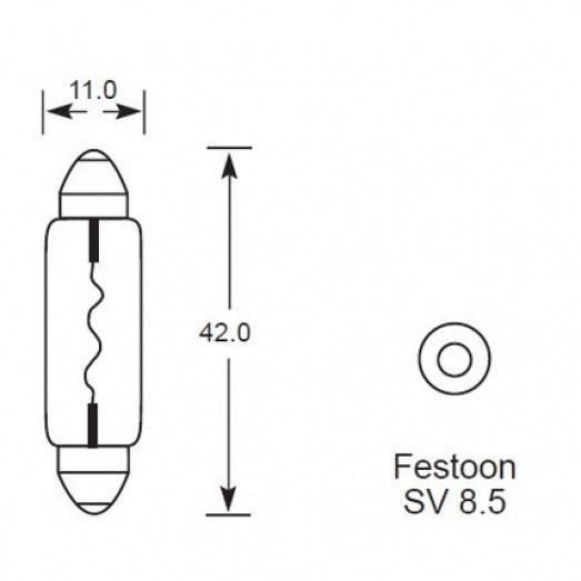FESTOON 11x42mm: Festoon bulb - 11 x 42mm - Other Bulbs - Side, Panel ...