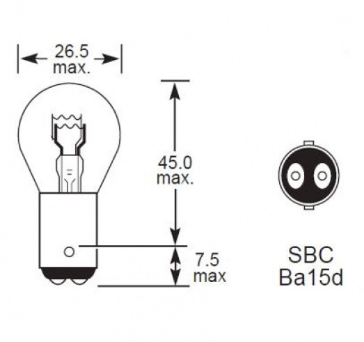 B308A: 12 Volt 15W SBC BA15D base Warning bulb for Classic & Vintage ...