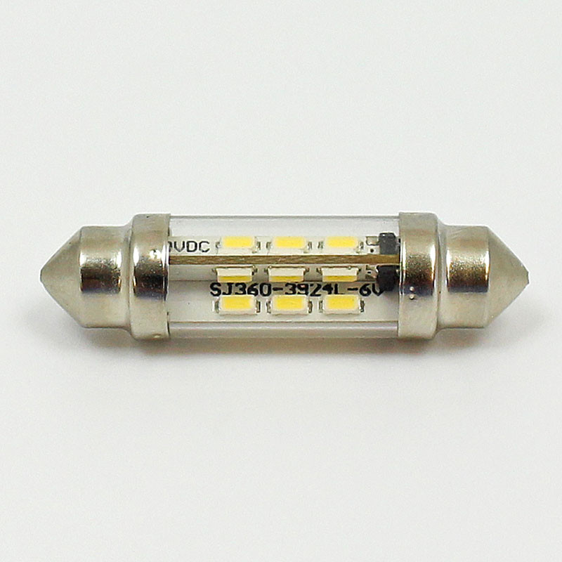 B253LEDW-E: White 6V LED Festoon lamp - 11x39mm FESTOON fitting - All ...