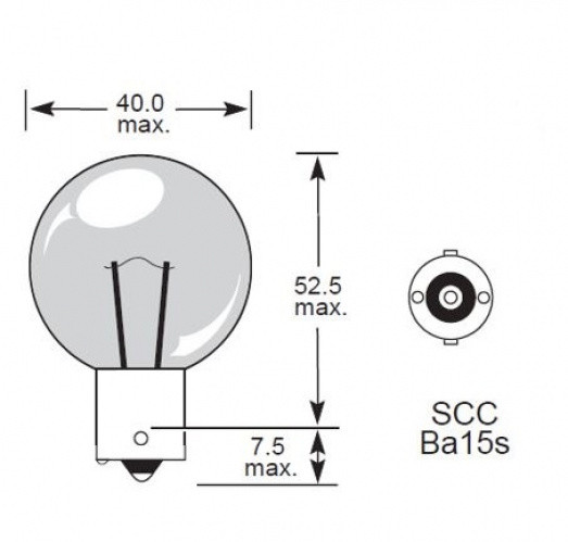 SCC BA15S SF PEARL: Single Centre Contact (SCC) BA15S 15mm diameter cap ...