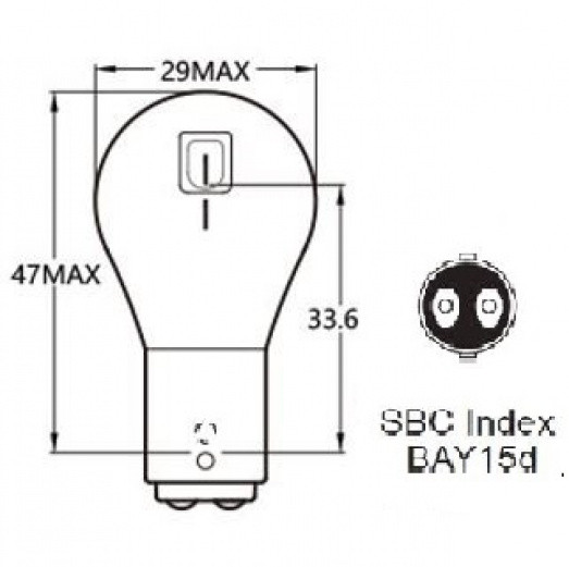 BAY15D HEADLAMP: BAY15D base headlamp bulb with twin axial filament ...