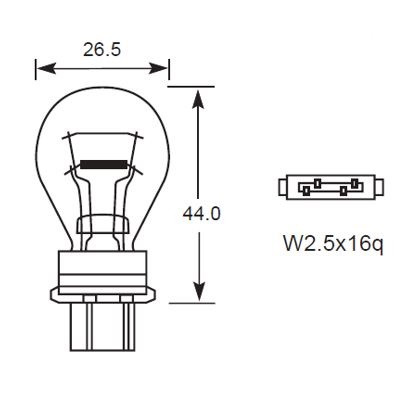 P27/7W W2.5x16Q: P27/7W Black base double filament 27/7W bulb with 26mm ...