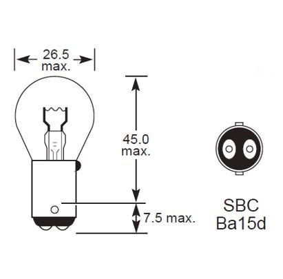 SBC BA15D G25 SF: BA15D Small Bayonet Cap (SBC) - 15mm diameter double ...