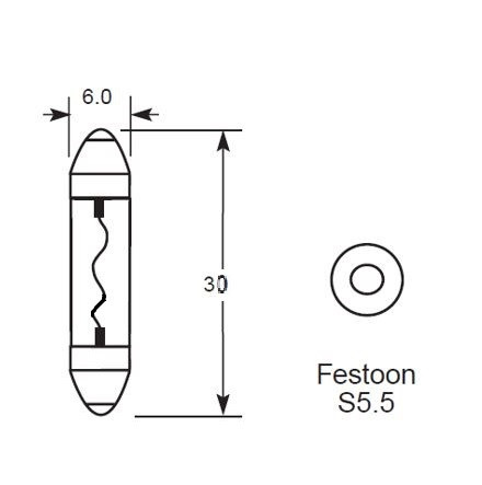 FESTOON 6x30mm: Festoon bulb - 6 x 30mm for Classic & Vintage Cars ...
