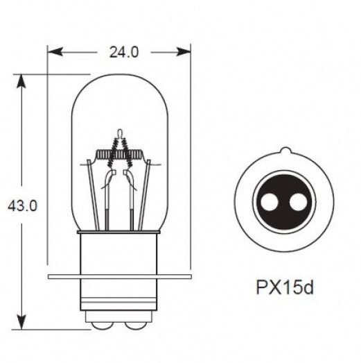 PX15D 25.1 T19: PX15D 25.1 T19 base with transverse and V filaments ...