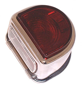 428: Chrome 'D' Lamp, full red glass lens - Equivalent to the Lucas ...