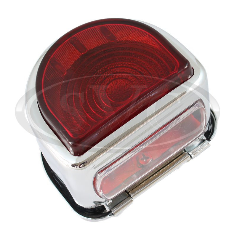 428: Chrome 'D' Lamp, full red glass lens - Equivalent to the Lucas ...