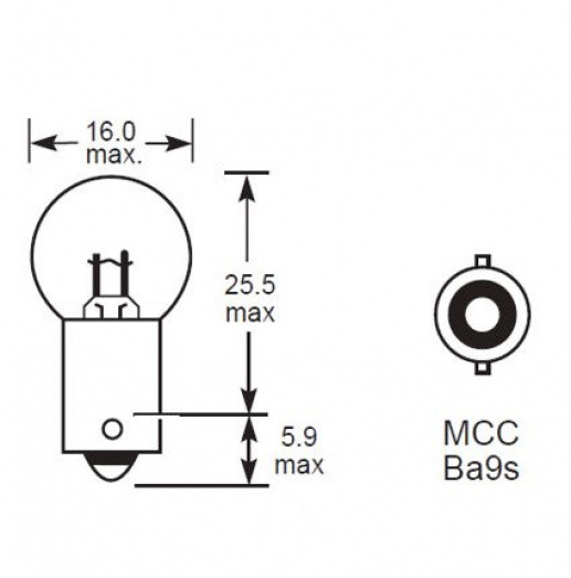 MCC BA9S G15: Miniature Centre Contact BA9S cap with 9mm diameter base ...