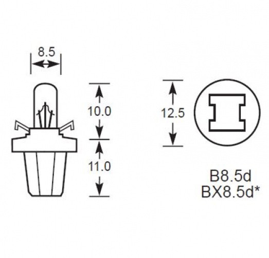 B8.5D: B8.5D base bulbs - Other Bulbs - Side, Panel, Stop & Tail etc ...
