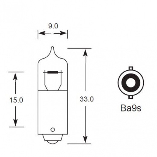 MCC BA9S HALOGEN: Miniature Centre Contact BA9S HALOGEN bulb with 9mm ...