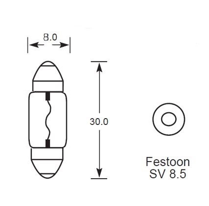 FESTOON 8x30mm: Festoon bulb - 8 x 30mm - Other Bulbs - Side, Panel ...