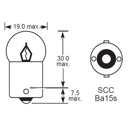 B309A: 12 Volt 15W SCC BA15S base Warning bulb - All Bulbs - Bulbs ...