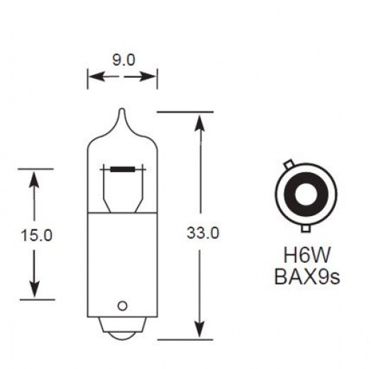 BAX9S H6W: BAX9S (H6W) base miniature halogen bulbs with 10mm diameter ...