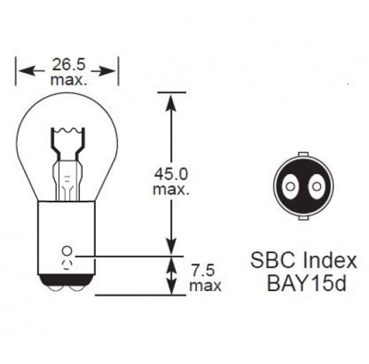 OSP BAY15D SF: BAY15D 15mm diameter double contact bulb base with ...