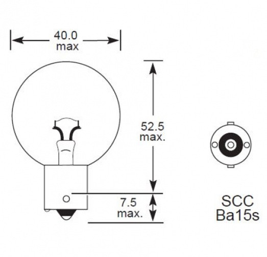 SCC BA15S SINGLE TRANSVERSE FILAMENT: SCC BA15S base with single ...