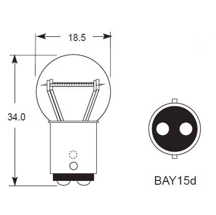 OSP BAY15D G19 DF: BAY15D 15mm diameter double contact bulb base with ...