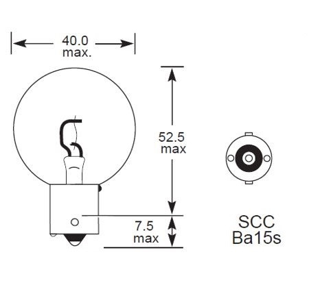 SCC BA15S SINGLE AXIAL FILAMENT: SCC BA15S base with single axial ...