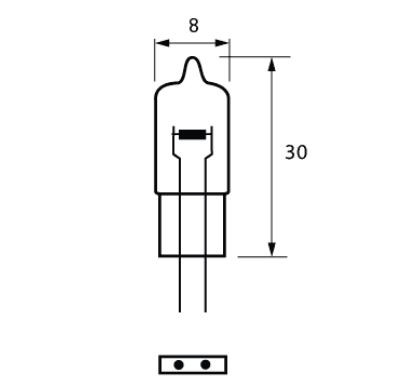 G4: G4 capsule bulb 9mm diameter glass with single transverse filament ...