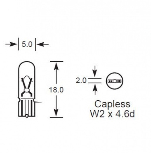 WEDGE T5: Wedge T5 base bulbs with W2 x 4.6d capless base and single ...