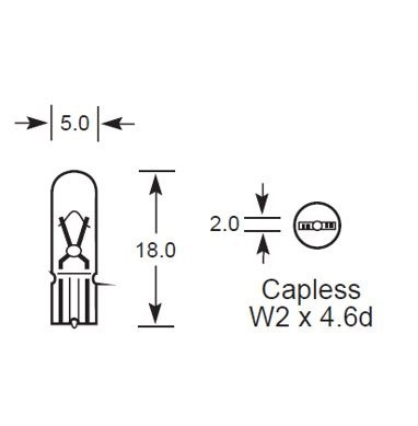 WEDGE T5: Wedge T5 base bulbs with W2 x 4.6d capless base and single ...