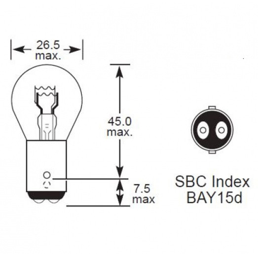 OSP BAY15D G25 DF: BAY15D 15mm diameter double contact bulb base with ...