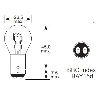 OSP BAY15D G25 DF: BAY15D 15mm diameter double contact bulb base with ...